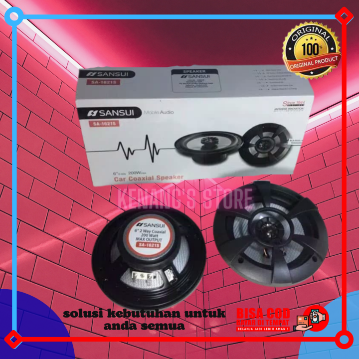 ORIGINAL! Speaker Coaxial SANSUI SA-1621S 6 inch 2-way Pintu Mobil 6 in ...