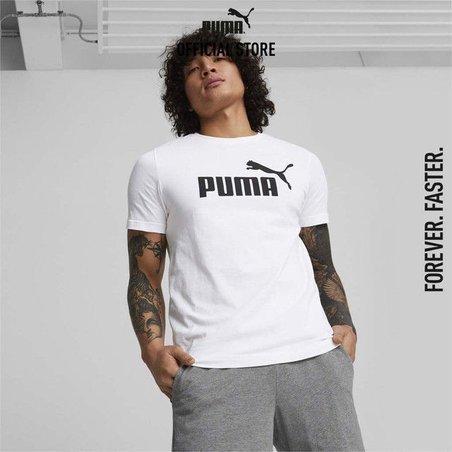 PUMA BASICS - เสื้อยืดผู้ชาย Essentials Logo สีขาว - APP - 58666602 ...