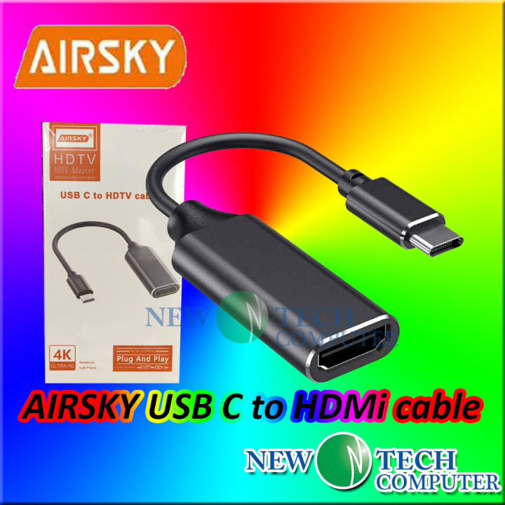 AIRSKY USB TYPE-C TO HDMi Adapter High Resolution Cable - Type-C to HDMI 4K Ultra HD Mac/Windows ...