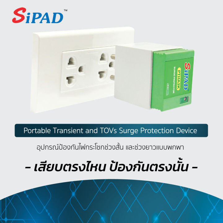 SiPAD ( ไซแพด ) ปลั๊กกันไฟกระชาก ( Plug surge protector ) ป้องกันไฟ ...