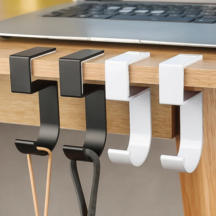Punch-free Desktop Hook Black White Portable Hanging Bag Hook Office ...