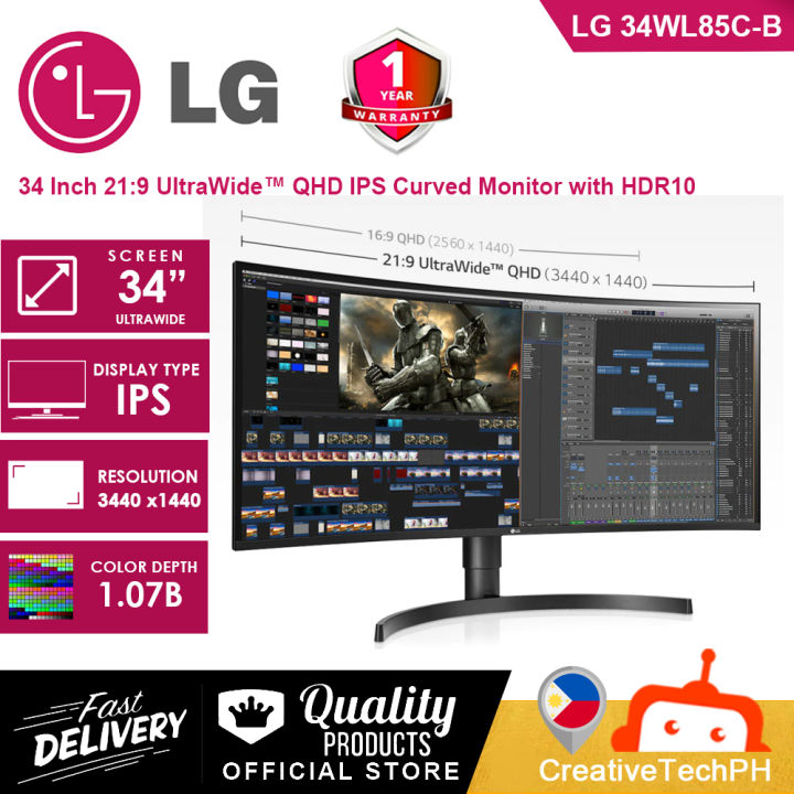 MONITOR LG 34WL85C-B 34 Inch 21:9 UltraWide™ QHD IPS Curved Monitor ...