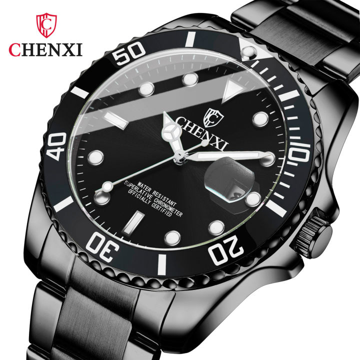 Chenxi นาฬิกาควอตซ์ผู้ชายแฟชั่นสายรัดเหล็ก CX-085a สีดำมีปฏิทินแว่นขยาย | Lazada.co.th