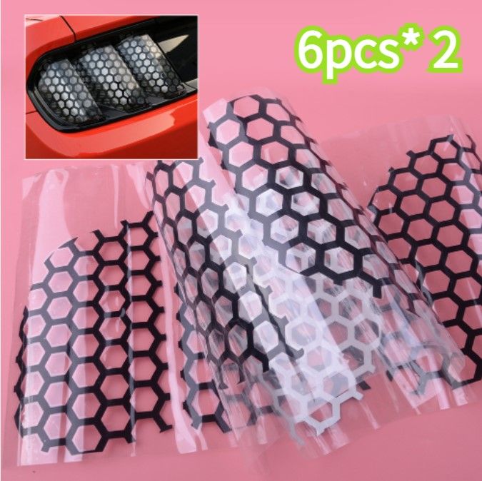 SH1 6Pcs/Set PVC Car Rear Tail Light Sticker Taillight Lamp Cover Honey ...