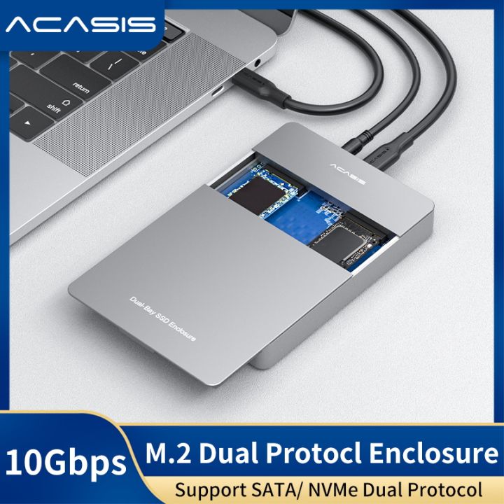 ACASIS Dual Bay Dual Protocol M.2 SSD Case Support M2 NVME NGFF SATA SSD Disk For PCIE M Key B+M ...