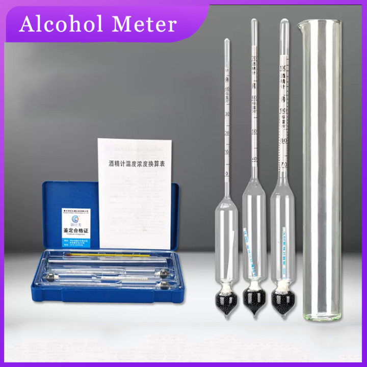 3pieces Alcoholometers Set +glass Test Tubes Liquor Meter Alcohol ...