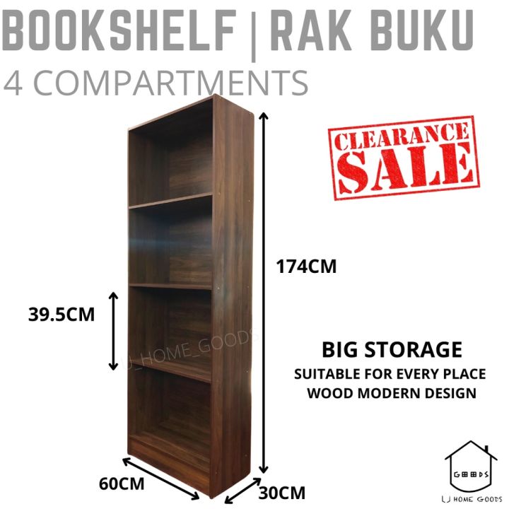 174 CM HIGH 4 TIERS WOOD BOOKSHELF RAK BUKU MULTIPURPOSE RACK BOOK ...
