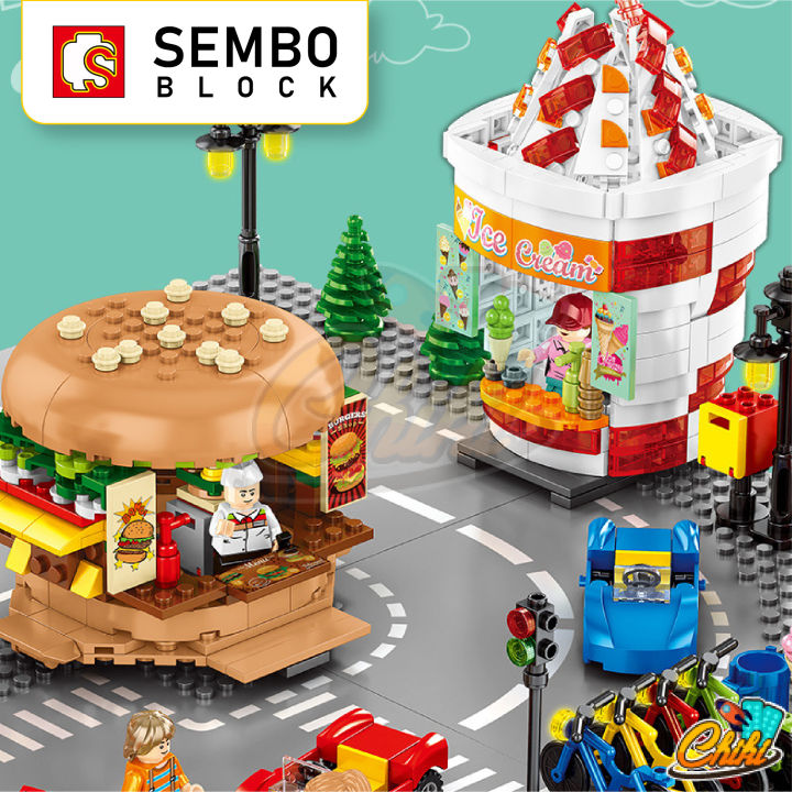 ตัวต่อเลโก้ Sembo Block ร้านค้าสตรีทฟู้ด Street Food SD601055-SD601058 ...