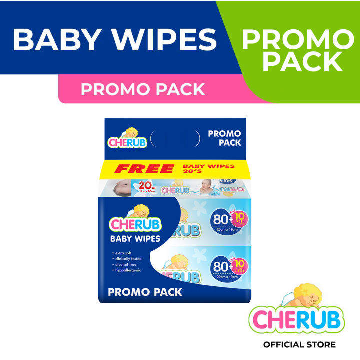 Cherub Baby Wipes Promo Pack (2packs 80's + 1pack 20's) | Lazada PH