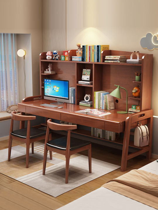 Double children's desk solid wood household student writing desk ...