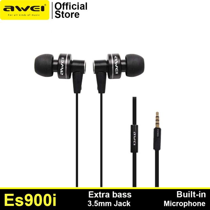 Awei ES900i Earphones In-Ear 3.5mm Jack Headset Extra Bass Earbuds with ...