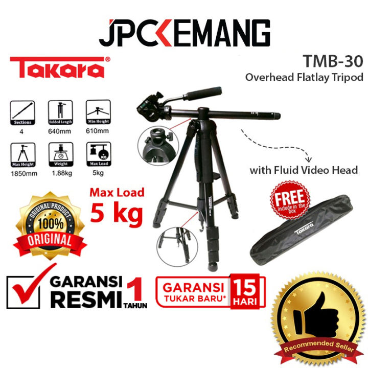 Takara TMB-30 Flatlay Tripod Monopod with Fluid Video Head TMB30 JPC KEMANG GARANSI RESMI ...