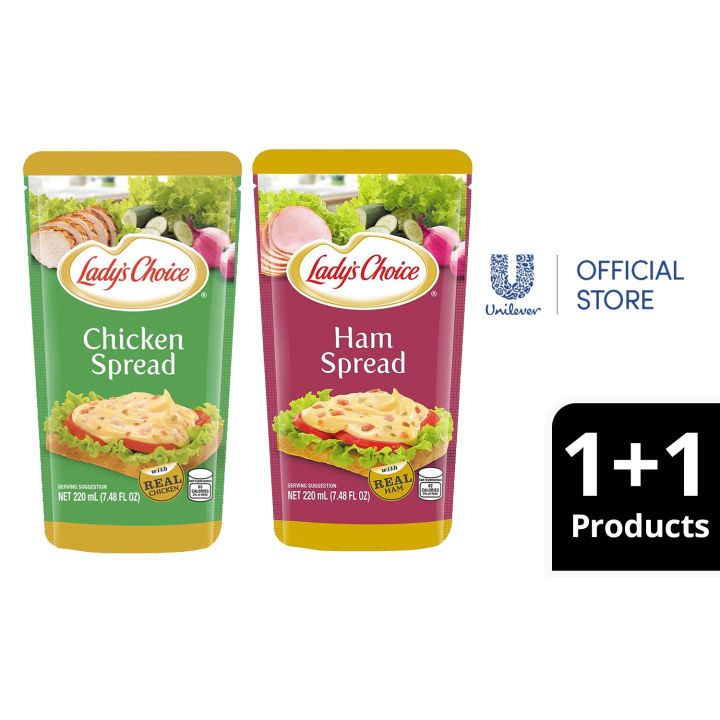 [BUNDLE OF 2] Lady's Choice Chicken 220ML Pouch, Ham Sandwich Spread ...