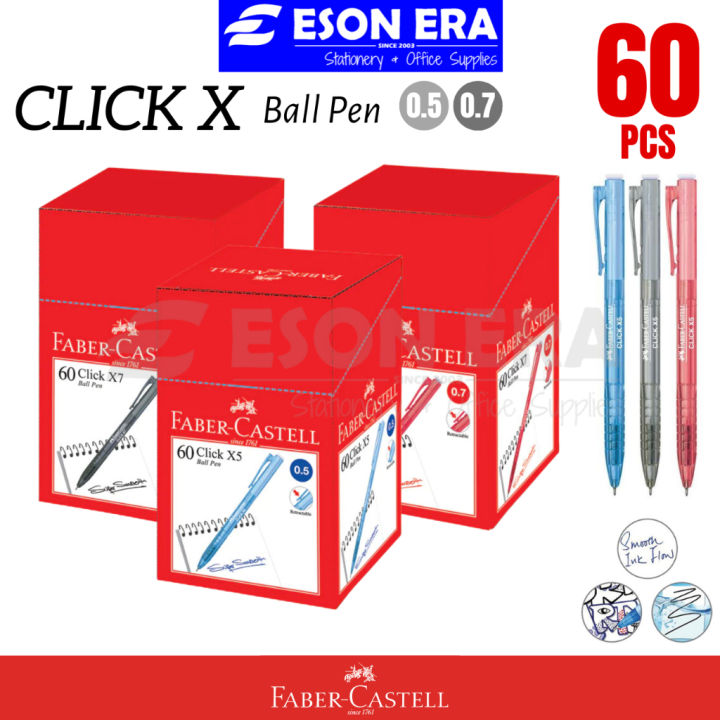 Faber-Castell Click X Ball Pen Retractable (60pcs/box) Click X5 0.5mm ...