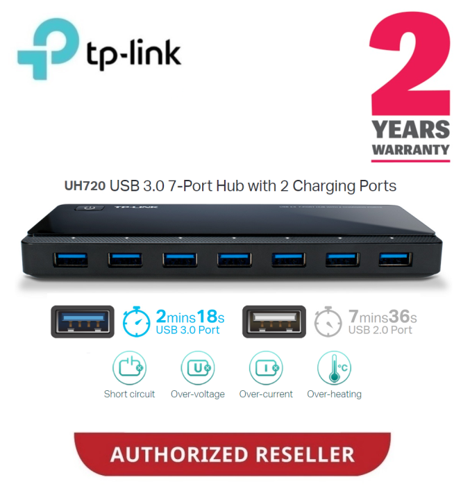 TP-Link TL-UH720 / UH720 USB 3.0 7-Port Hub with 2 Charging Ports | Lazada