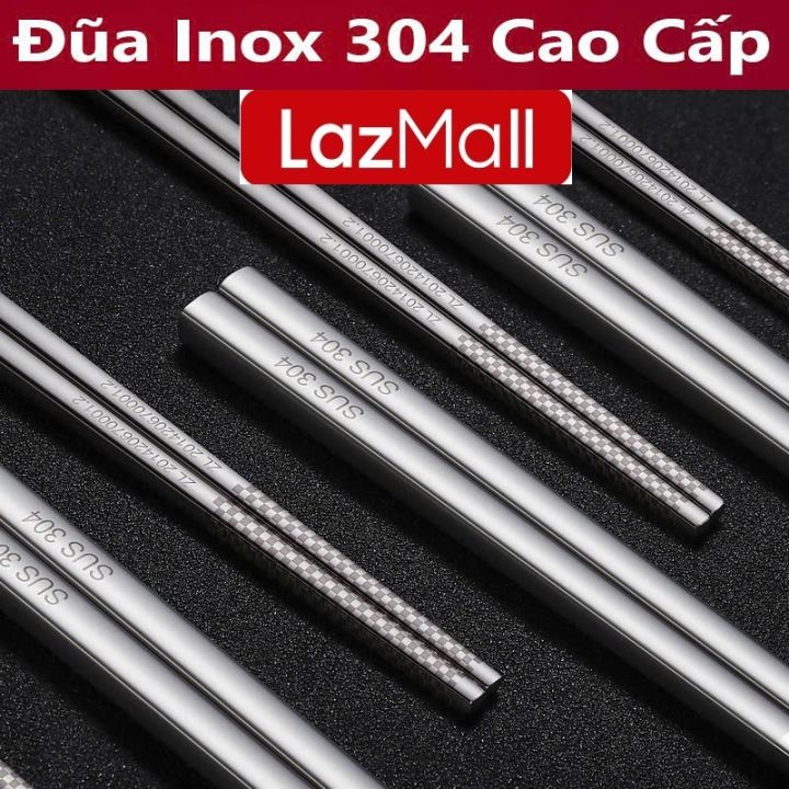 Deal Giảm Giá Aeon Laz-MaLL 5 Đôi Đũa Inox Sus 304 Cán Vuông 23.5Cm ...