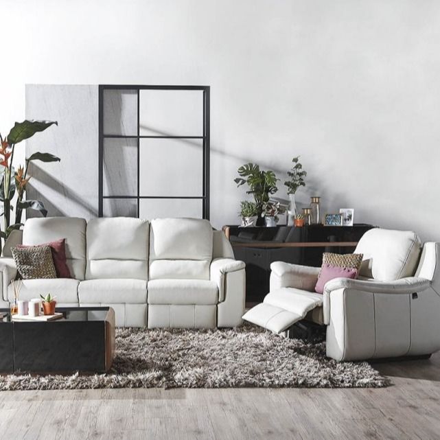 CELLINI Concerto Motorised Leather Recliner Sofa With High Backrest ...