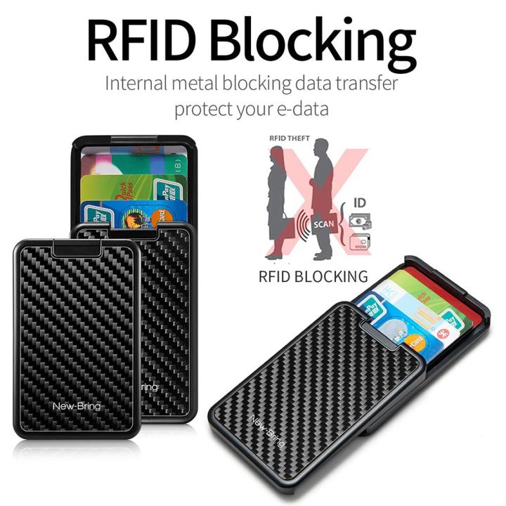 Slide Wallet RFID Blocking Carbon Fiber Credit ID Card Holder For Men ...