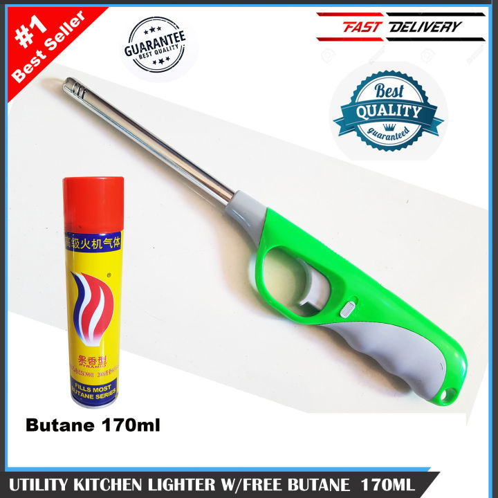 Refillable Utility Gas Lighter with 170mL Lighter Fluid (Green) (Marktony Tonymark General ...