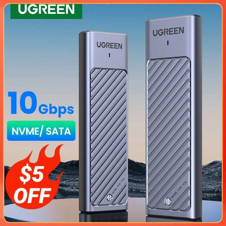 UGREEN M2 SSD Case M.2 NVMe SATA SSD Enclosure Adapter 10Gbps USB 3.2 Gen2 USB C External ...