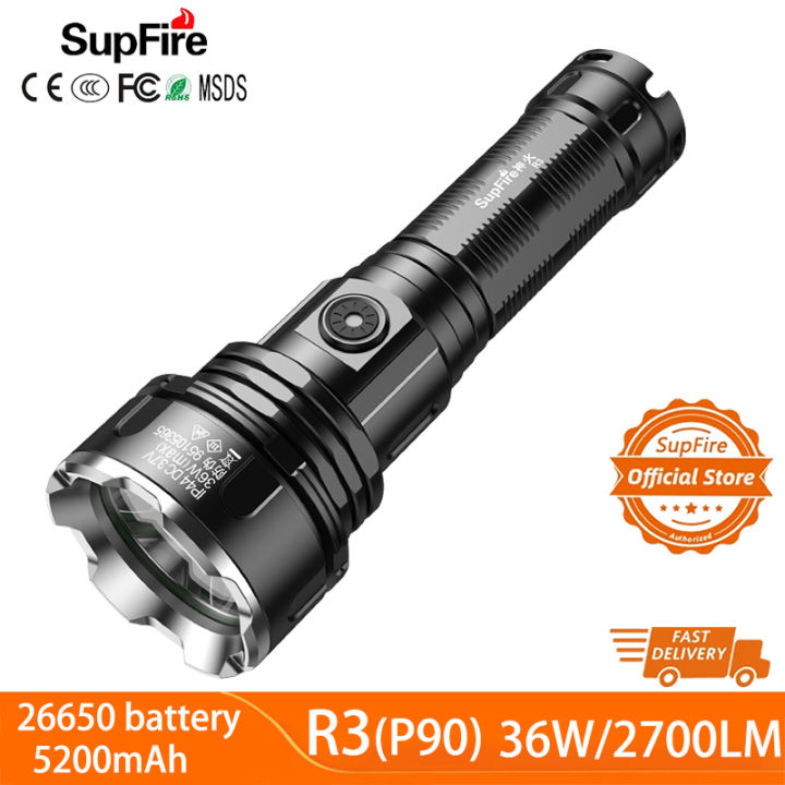 SUPERFIRE Flashlight R3 LED Flashlight 36W（P90）High Power Super Bright ...