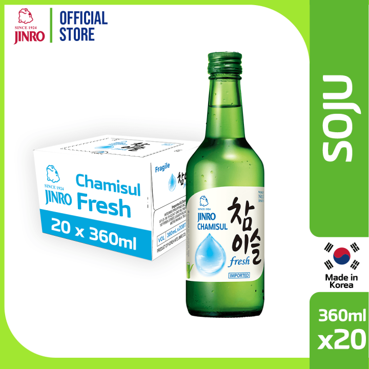 Jinro Chamisul Fresh Soju 360ml Case of 20 FREE 20 Shot Glasses | Lazada PH