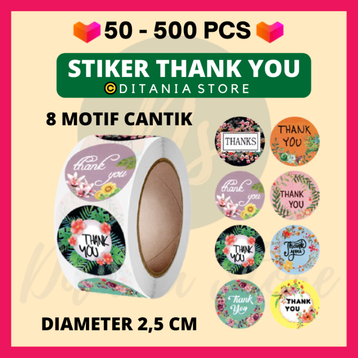 Stiker Thank You Ucapan Terima Kasih 50-500 PCS Label Jualan Sticker ...