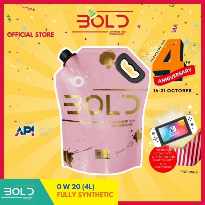 Bold 0w20 4L 3L Fully Synthetic SP Engine Oil Car Lubricant 0w-20 Minyak Hitam Enjin Kereta ...