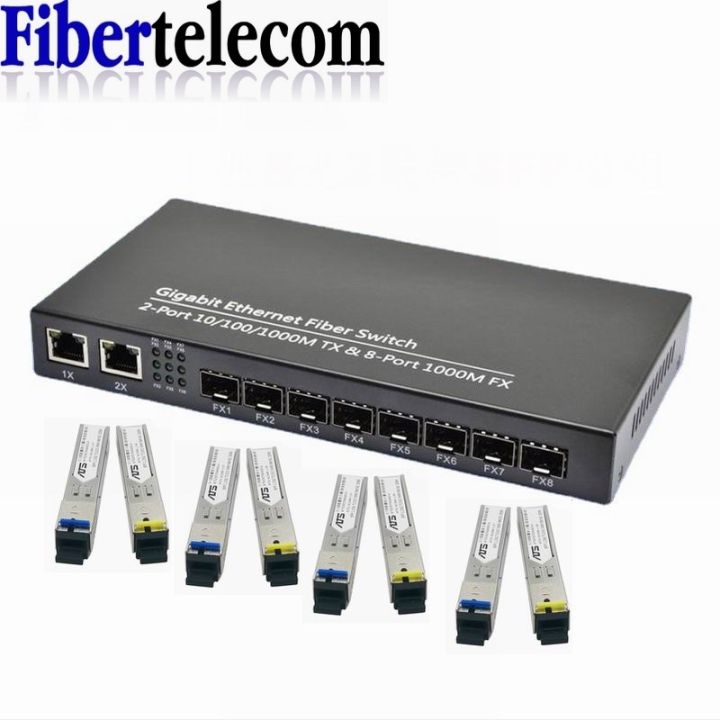 Fiber Optical Switch 8 SFP 2 RJ45 1000M Industrial Grade Gigabit Ethernet Switch Media Converter ...