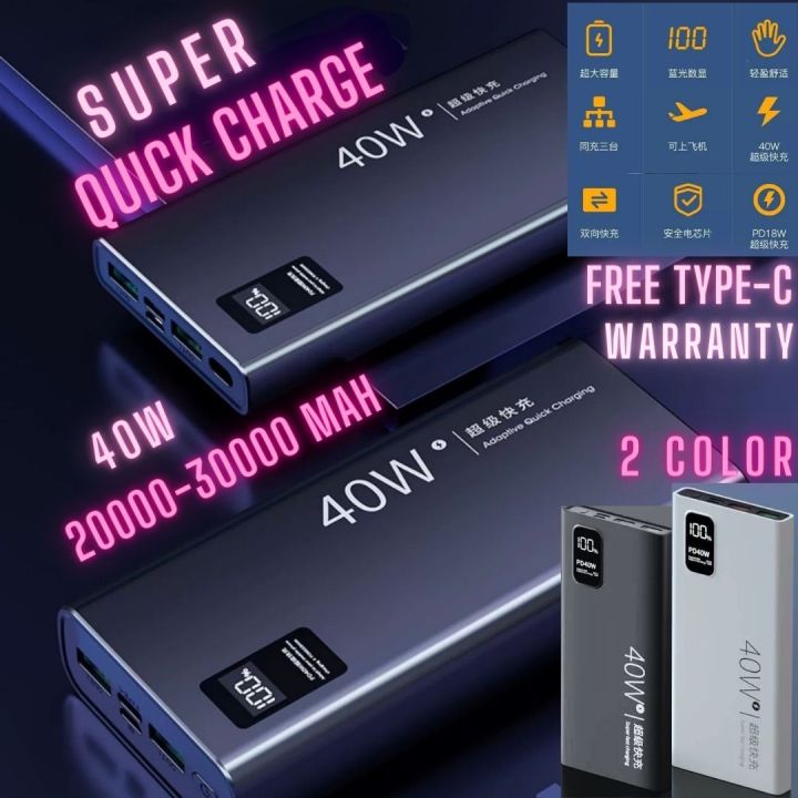Super Fast Charging Power Bank Portable 30000mAh Digital Display ...