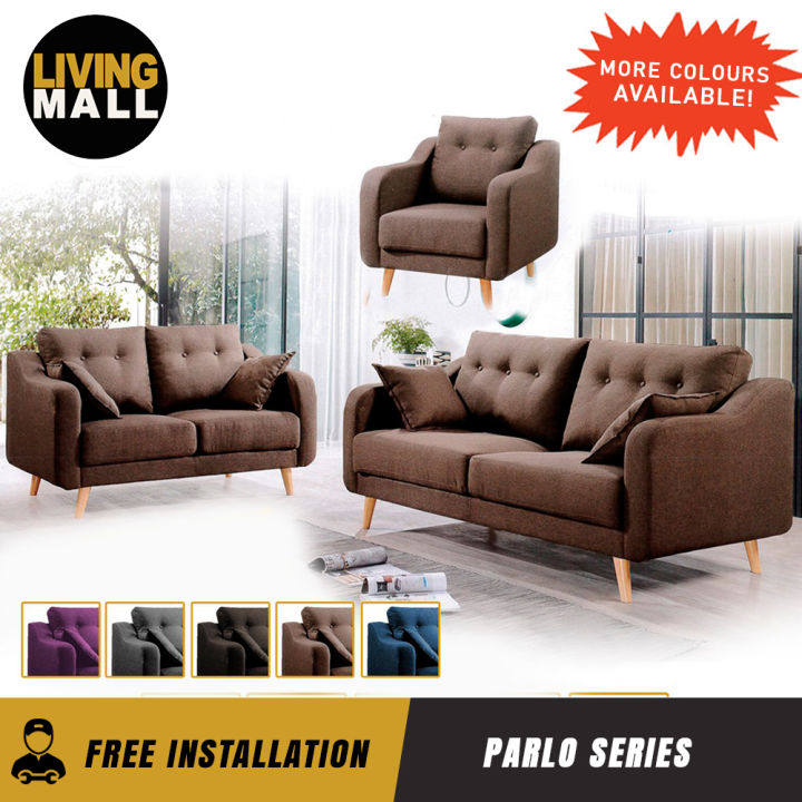 Living Mall Parlo Series 1/2/3 Seater Fabric Sofa In 6 Colours ...