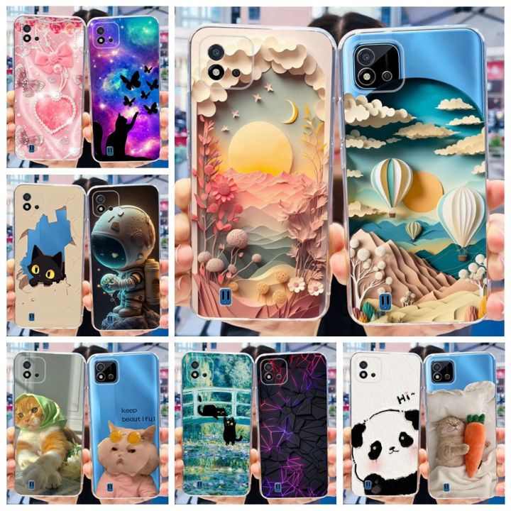 เคสสำหรับ Realme C11 2021เคส RMX3231พิมพ์ภาพสุดหรูใสเคสซิลิโคนใสสำหรับ ...