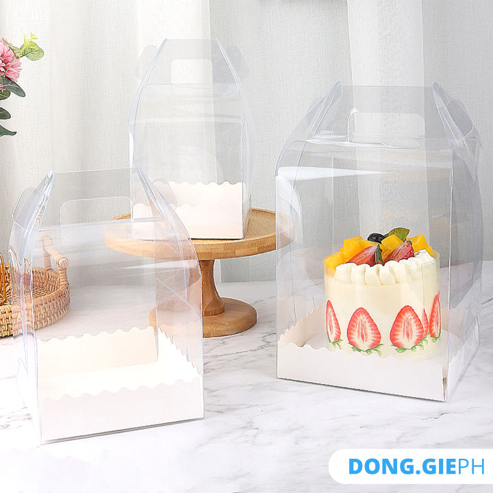 [5 PCS] CB01 Clear Acetate Cake Bento Box with Handle (Includes Insert ...