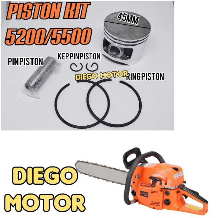 Piston set komplit mesin chainsaw sinso mini tipe 5200 5500 45mm ...