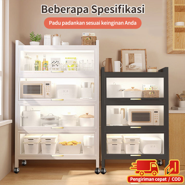 Lemari Rak oven multifungsi Bufet dapur Lemari penyimpanan berjenjang ...