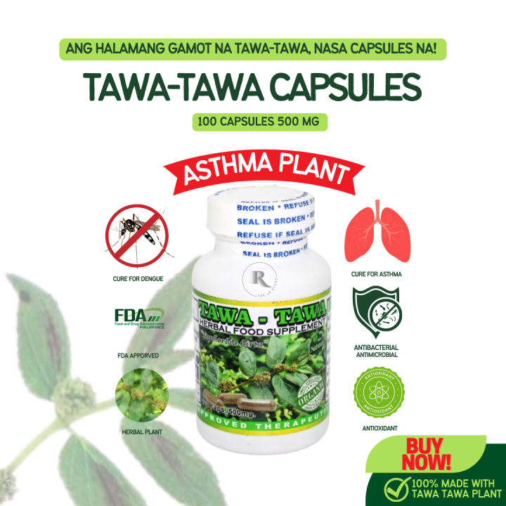 😁 Original Pure Tawa Tawa Herbal Capsules 100 Capsules | 500mg | For ...