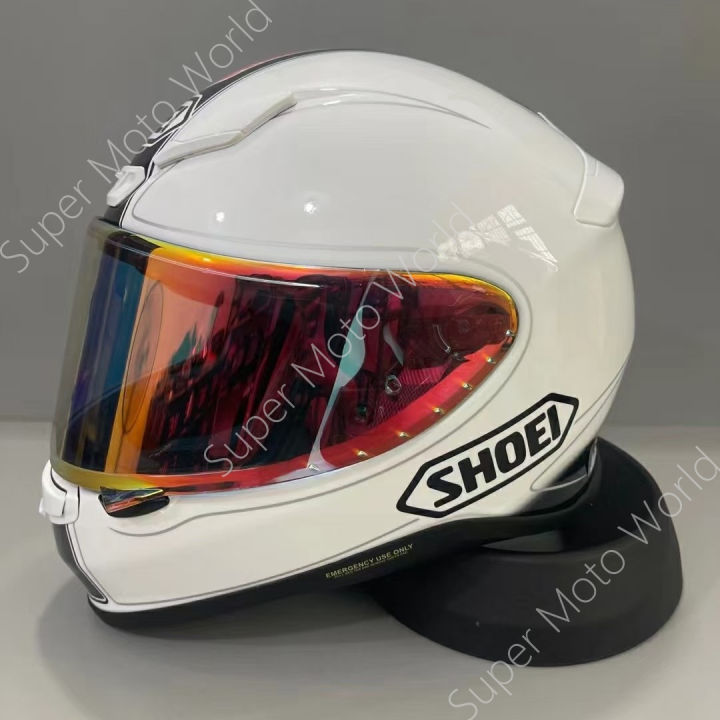 SHOEI Z7 Bright White Helmet Shoei Black Red Striped Motorcycle Full ...