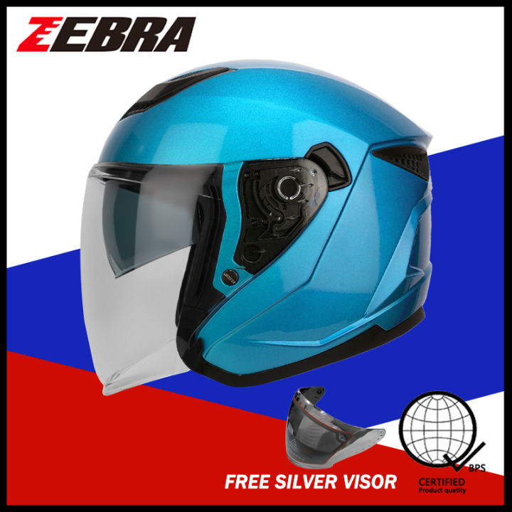 ZEBRA H320 PLAIN Open Half Face Helmet For Motorcycle Helmet Dual Visor ...