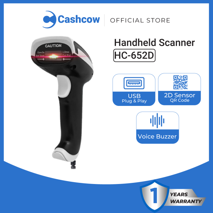 Barcode Scanner 2D Laser USB QR Code Handheld Cashcow HC652D | Lazada ...