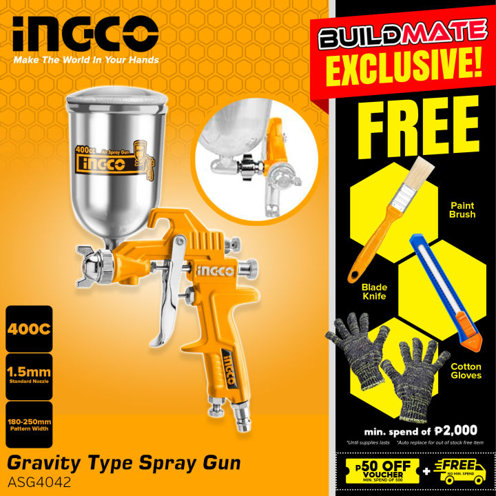 BUILDMATE Ingco Gravity Type Paint Spray Gun 400CC ASG4042 - IHT ...