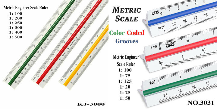 30cm/12" Solid Plastic Metric Triangular Scale Ruler Architect ...