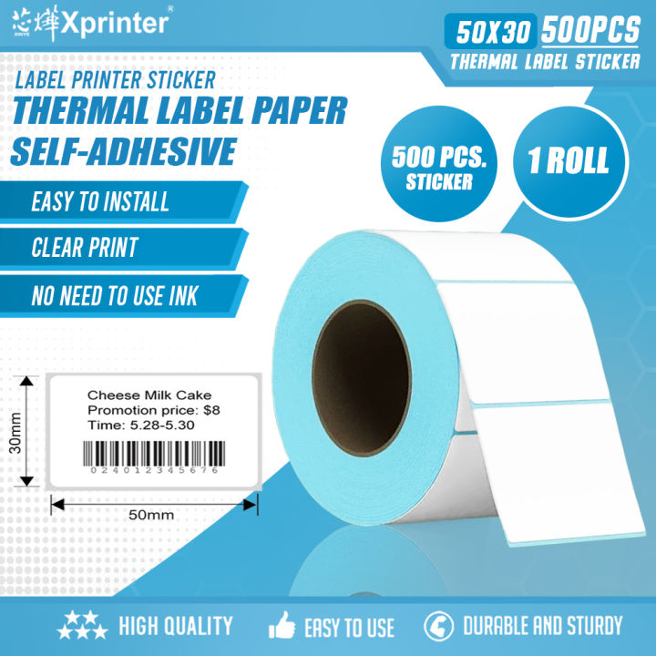 Xprinter 50X30mm Thermal Label Sticker Paper 50mmX30mm Thermal Adhesive Sticker Barcode Printer ...