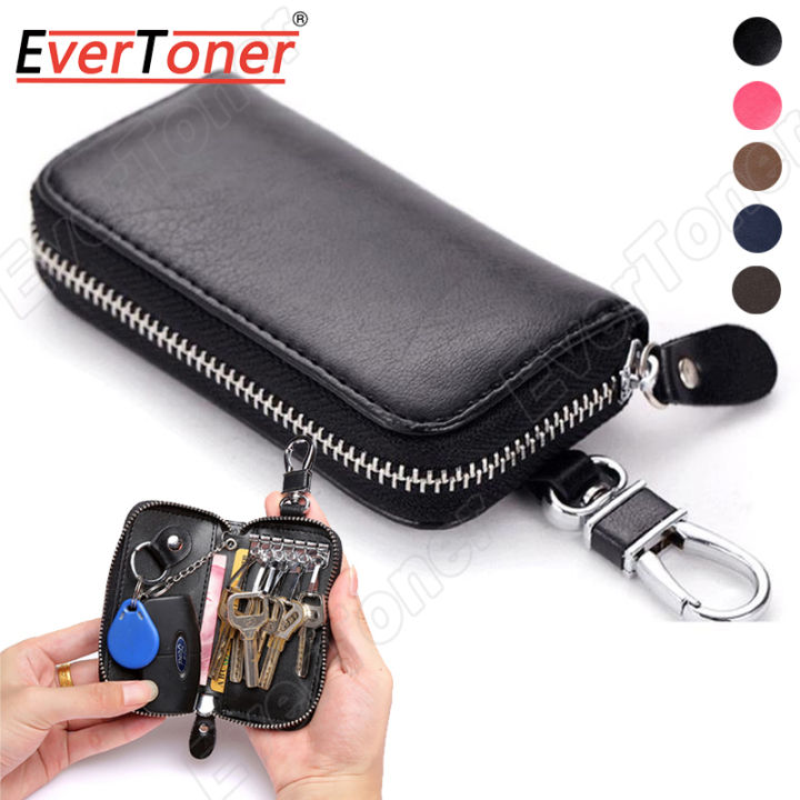 EverToner Genuine Leather Car Key Holder Wallets Men Key Housekeeper ...