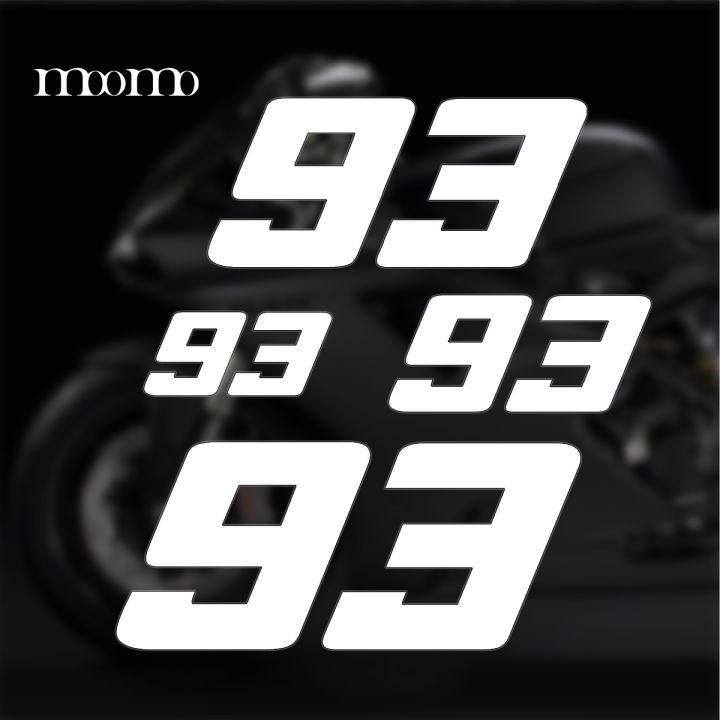 Reflective 93 Number Sticker Waterproof Decor Motorcycle Motor Bike ...