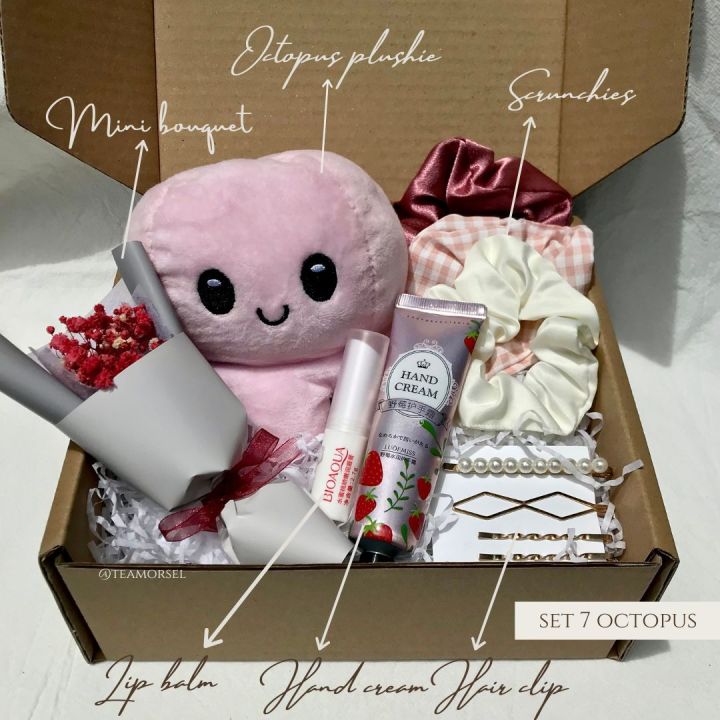 GIFT BOX Octopus Plushie Gift Set/Mini Baby Breath Bouquet/Birthday ...