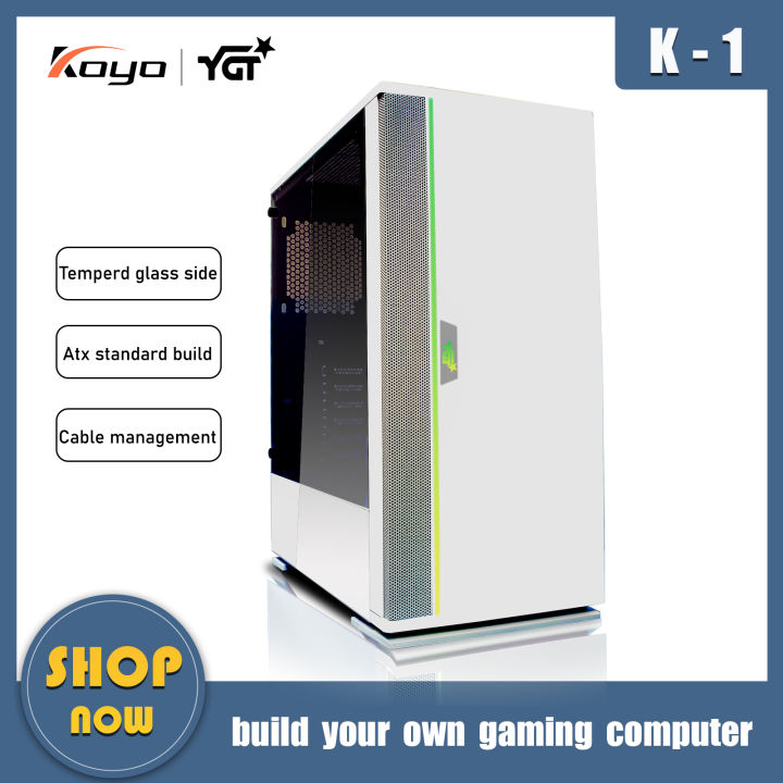YGT ATX K1 gaming case Tempered glass white ATX/Micro-ATX/Mini-ITX ...