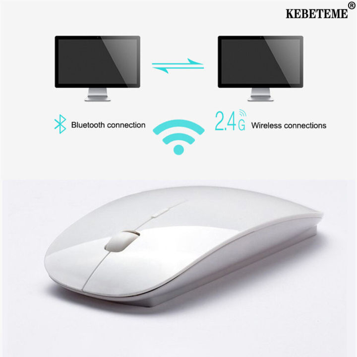 KEBETEME Bluetooth 5.0 2.4Ghz Wireless Dual Mode 2 In 1 Cordless Mouse ...