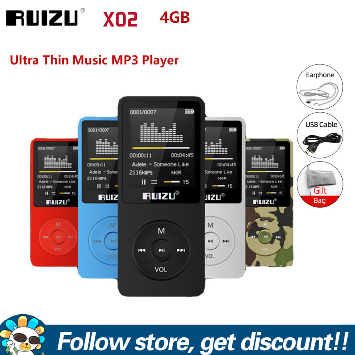 RUIZU X02 MP3 Player Portable Lossless Sound Music Player 4GB 8GB 16GB ...