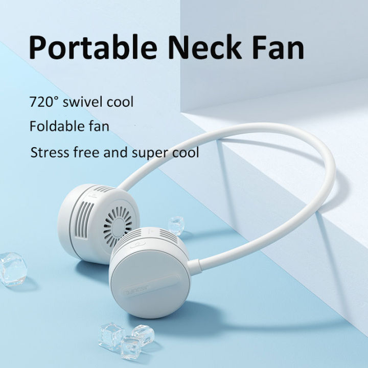 JISULIFE USB Portable Neck Fan 360°Adjustable Bladeless Neck Fan USB Rechargeable Flexible Hose ...