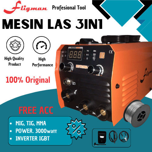Mesin Las Mig | Fligman Las listrik Inverter MMA IGBT 200A gasless - MMA+MIG 200A | Lazada Indonesia